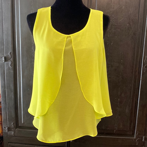 E Hanger M | Tops | E Hanger M Fluorescent Yellow Sleevesless Flowing ...